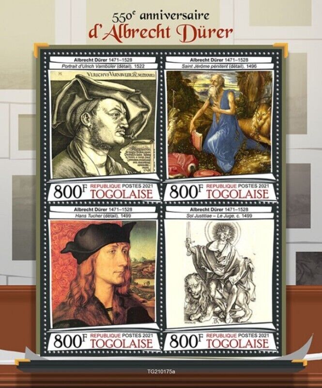 Togo - 2021 German Artist Albrecht Durer - 4 Stamp Sheet - TG210175a ...
