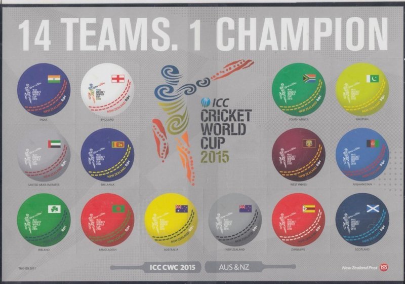 New Zealand 2015 14 Teaams 1 Champion WCC Cricket World CUP 2045' Sheet ...