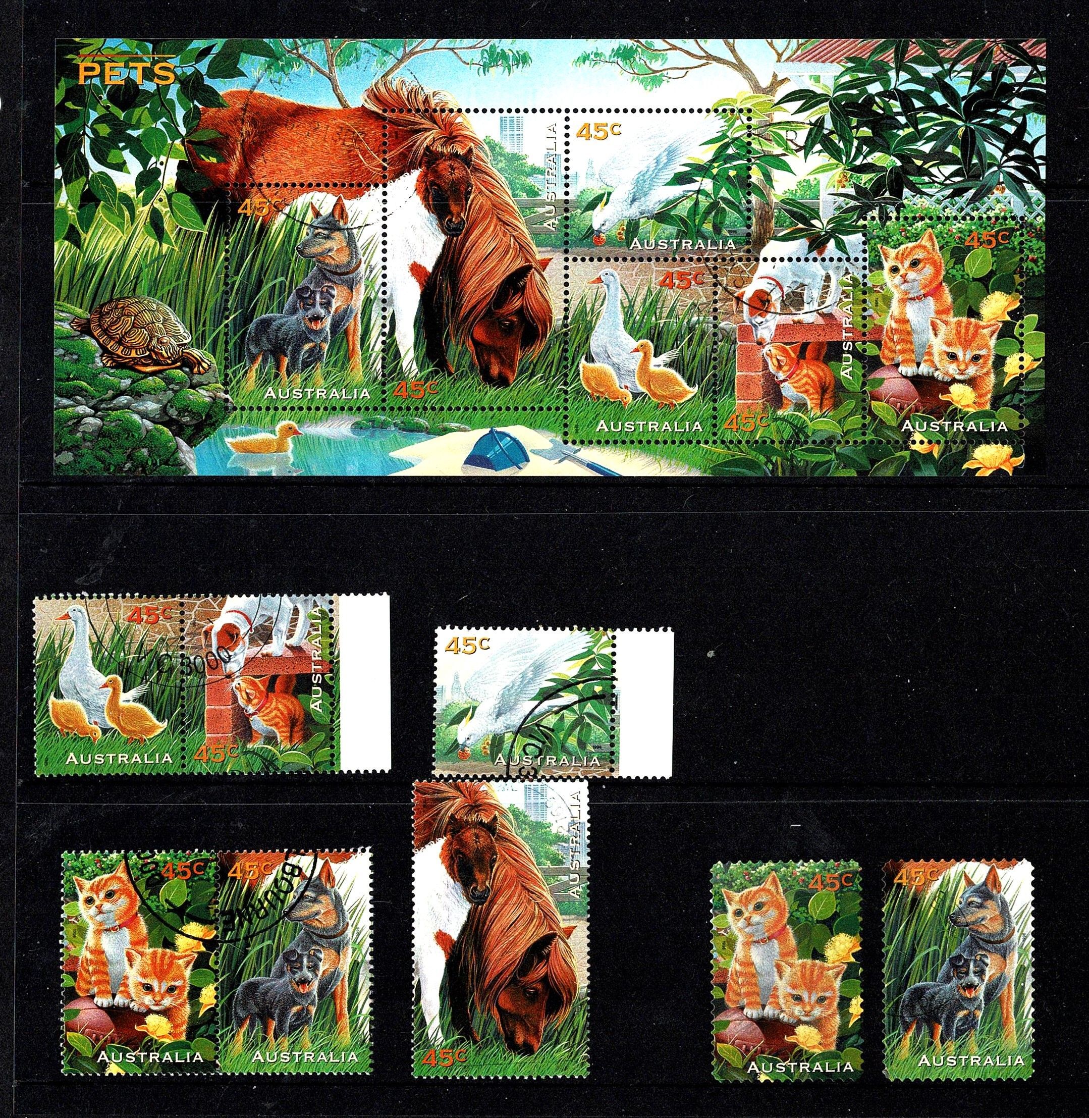 Australia 1996 Pets Set of 6 + Self-adhesives + Miniature Sheet CTO ...