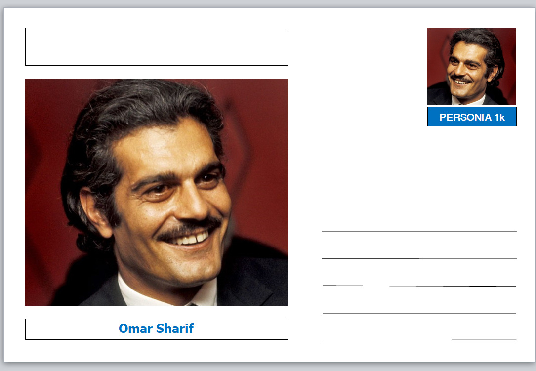 Personalities - souvenir postcard (glossy 6"x4" card) - Omar Sharif ...