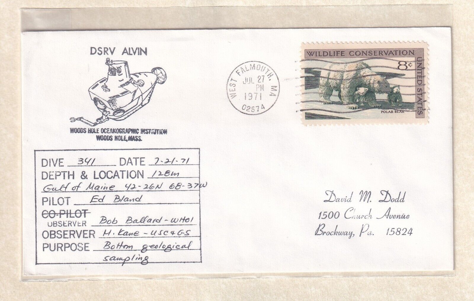 Wood Hole Institute DSRV Alvin 1971 signed by Dr. Robert Ballard ...