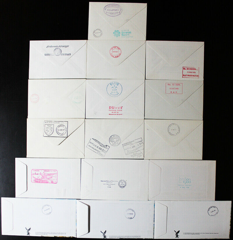 World Stamps Lot of 16 Flown Covers WWII many pilot signatures ...