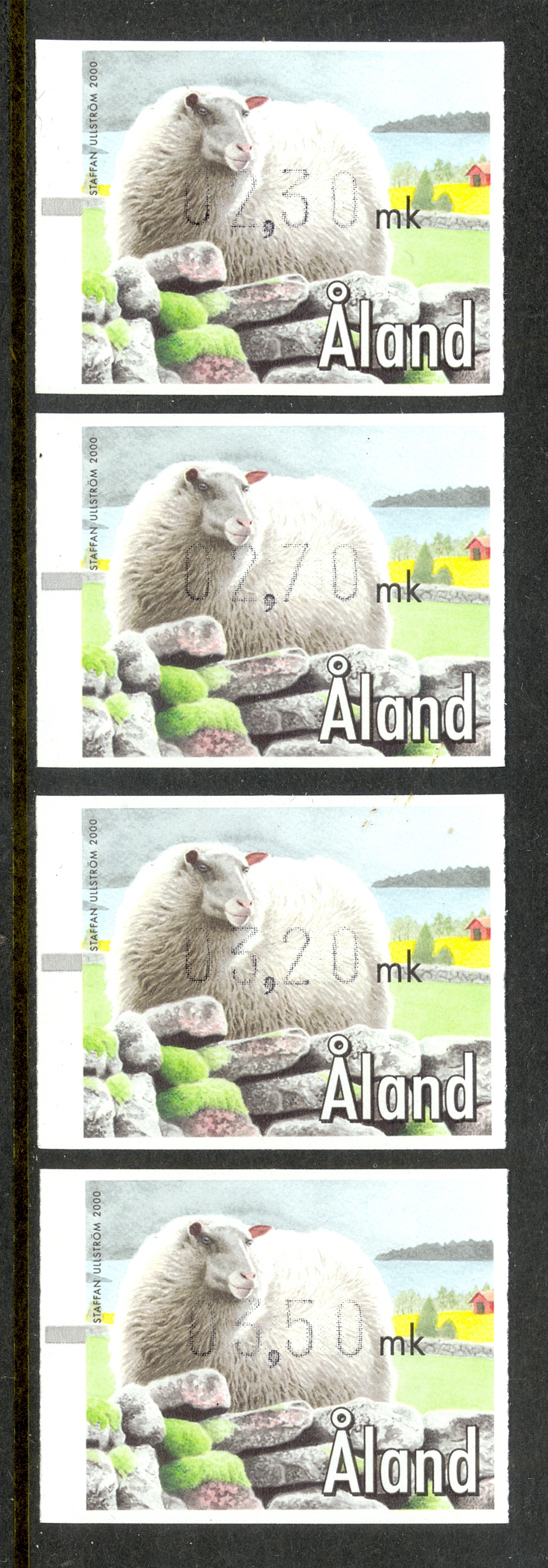 Aland Finland FEB 2001 ATM Frama Set 4 Farm Animals Sheep New Values ...