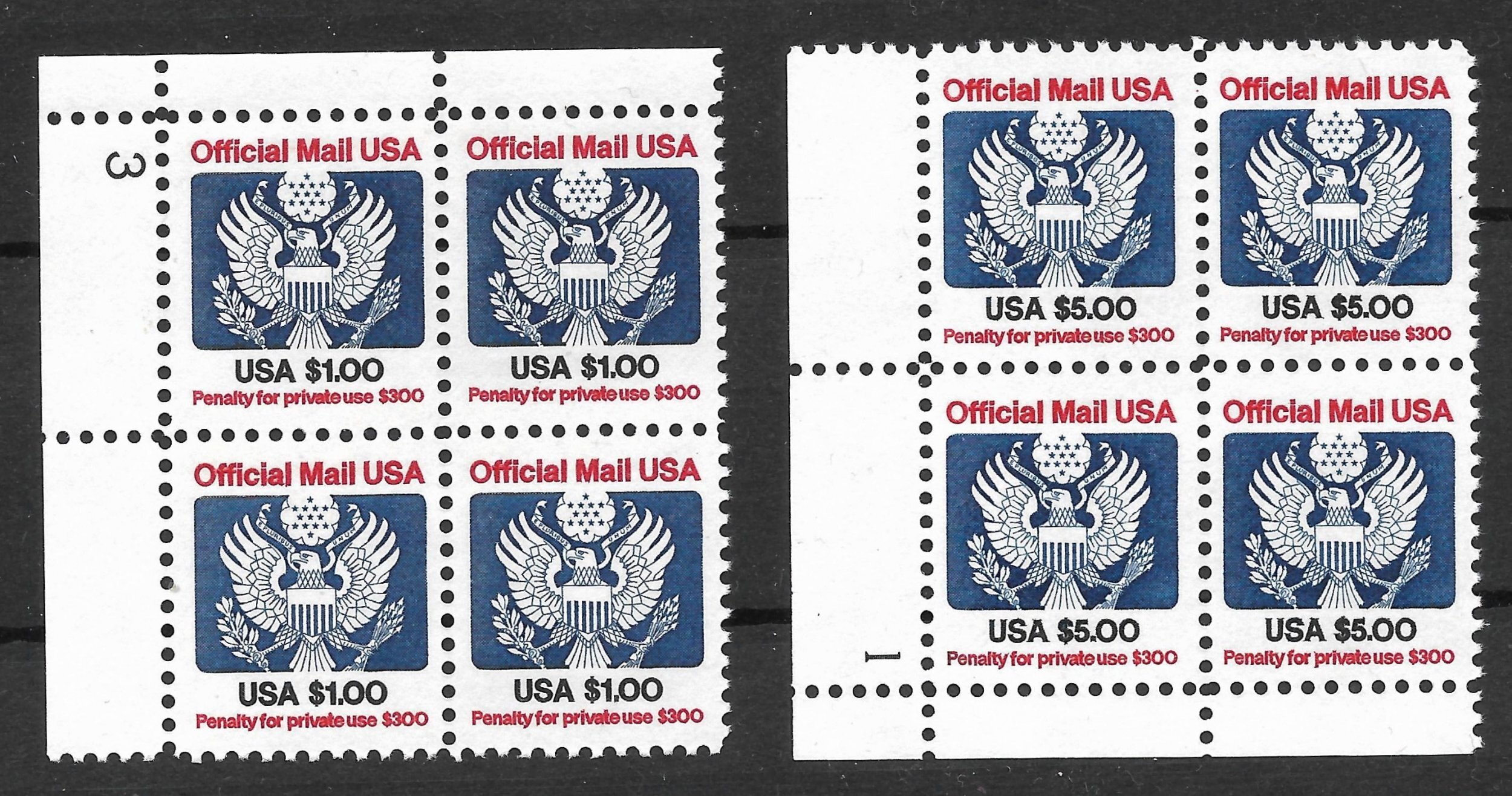 MNH 1983 US Officials PNBs #O132** & #O133** | United States, Officials ...