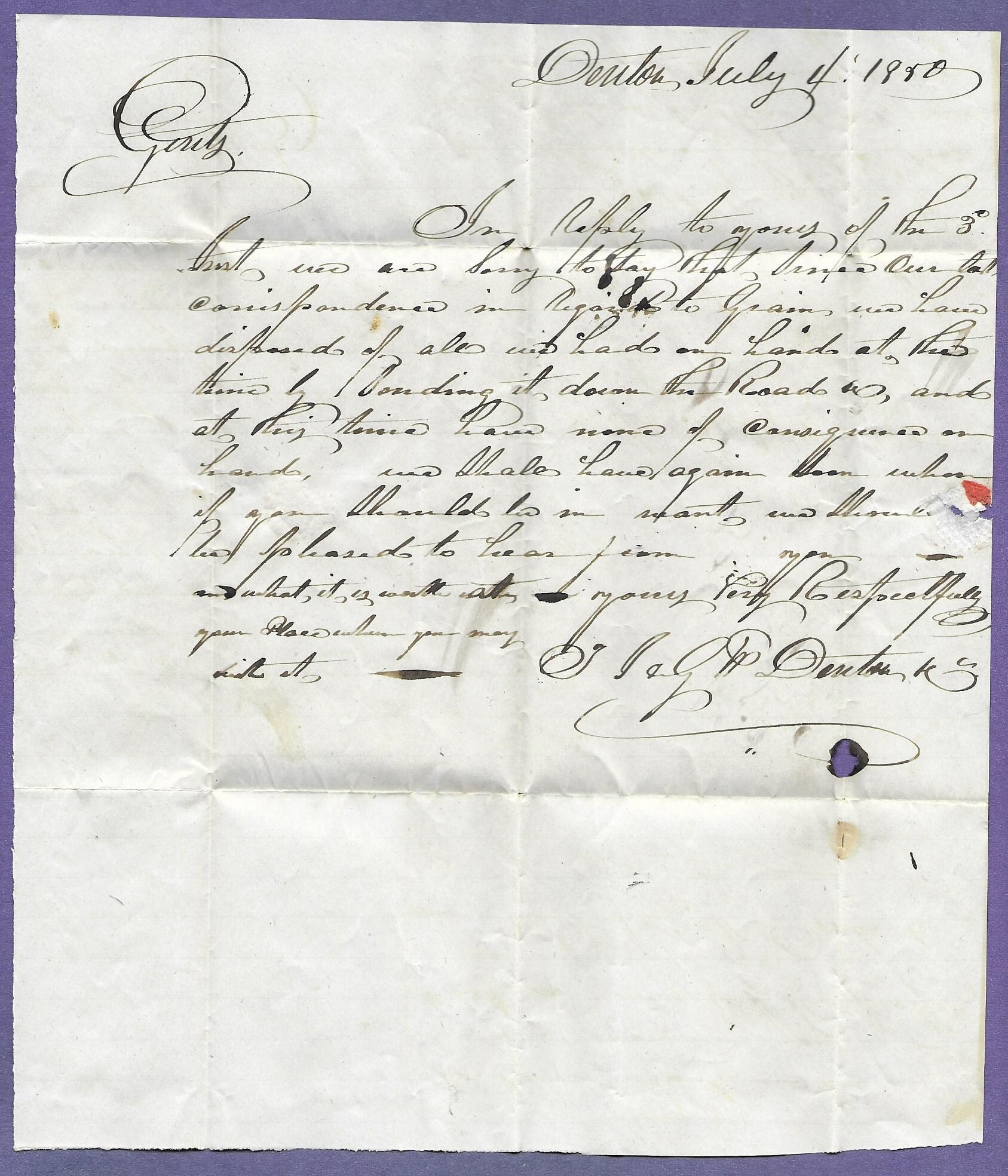 New Hampton, N.Y. - 1850 Stampless Folded Letter. MS Straight Line Town ...