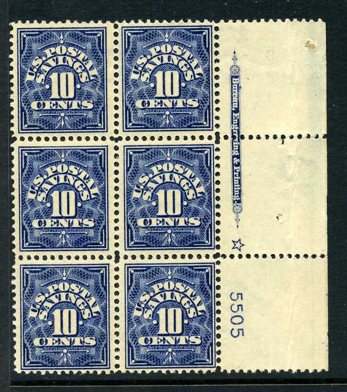 PS4 Postal Savings Mint Plate Block of 6 Stamps (Stock PS4-2) | United ...