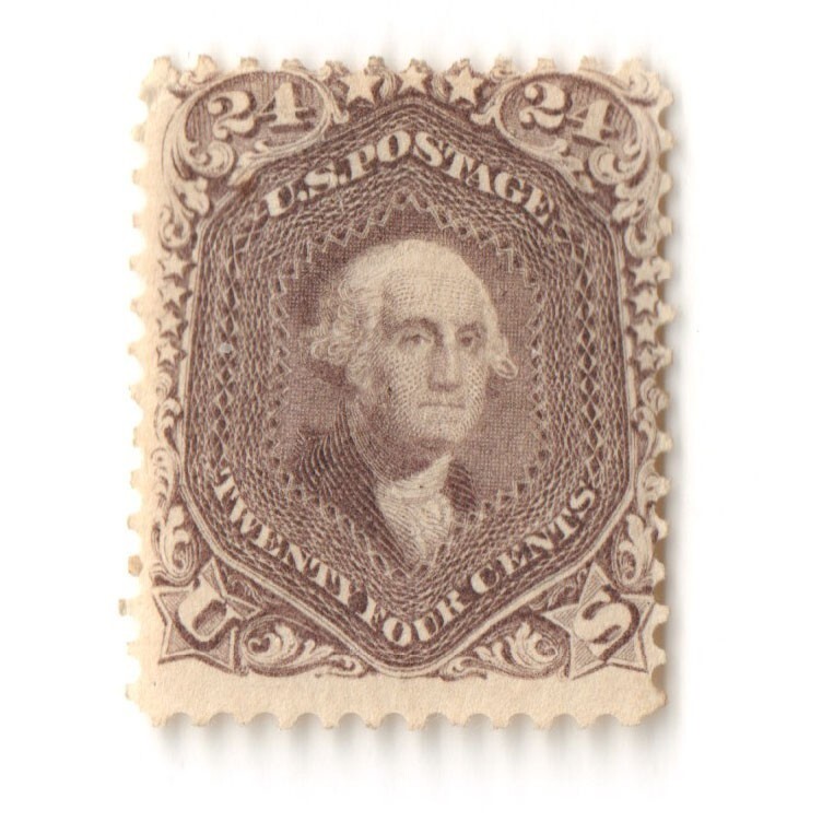US 1862 # 70a Brown Lilac 24¢ Mint MHR Original Gum, Fine SCV$3250 PF ...