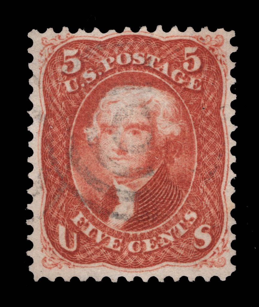 US Stamps # 75 RED Brown Blue Grid Used $455 LOT #14654-11 | United ...