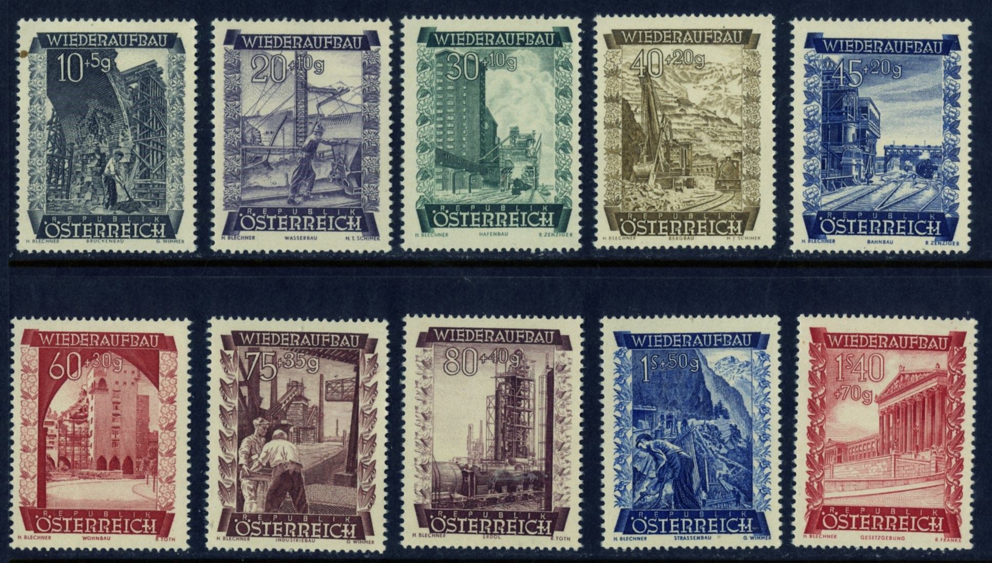 Austria B225-34 MNH BIN $3.00 | Europe - Austria, Semi-Postal Stamp ...
