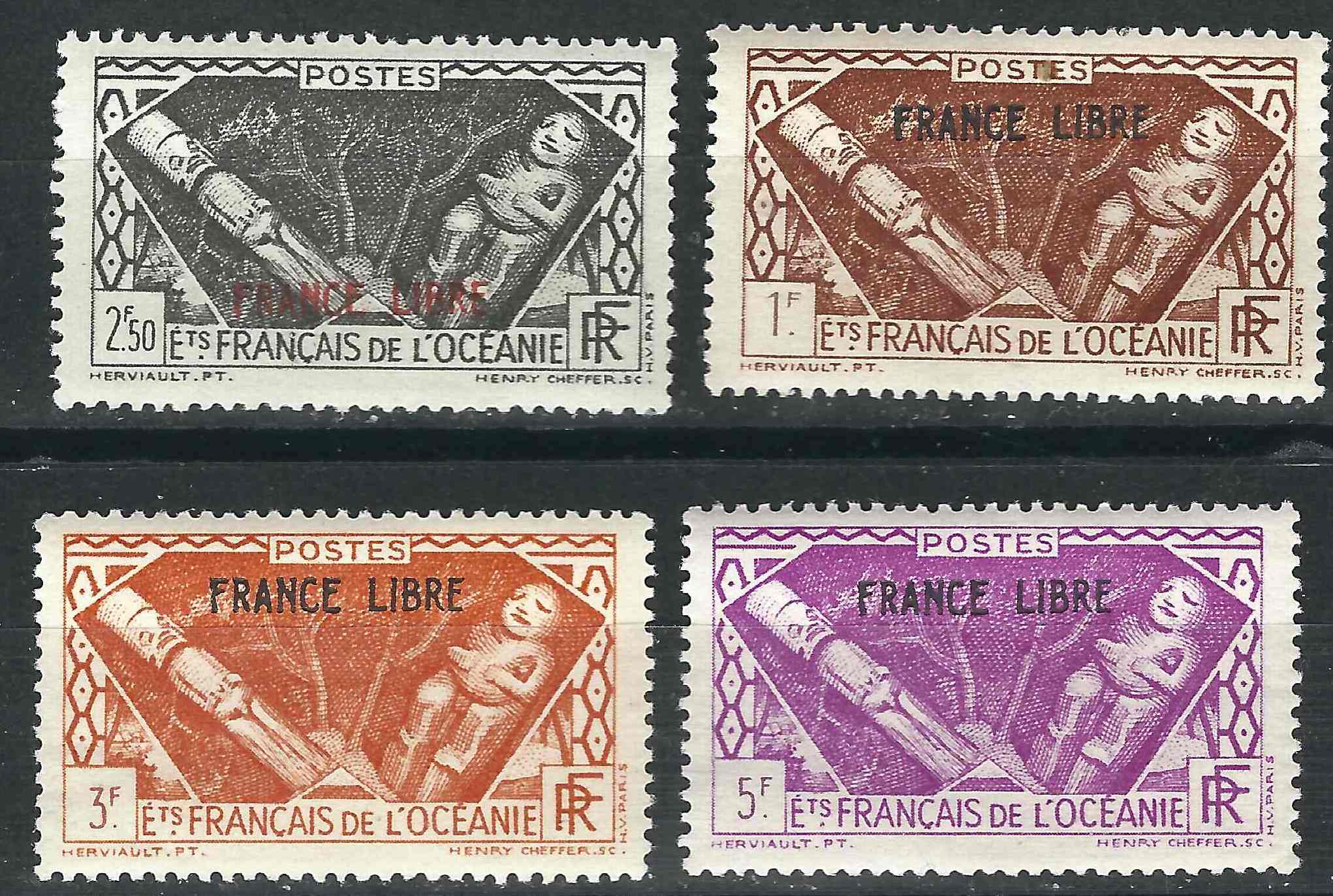 French Polynesia 126-7, 129, 131 Y&T 144-47 Libre Ovts MNH VF 19415 SCV ...