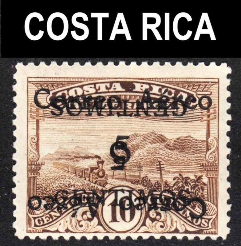 Costa Rica Scott C3 DOUBLE INVERTED SURCHARGE ERROR F+ mint OG H. FREE ...