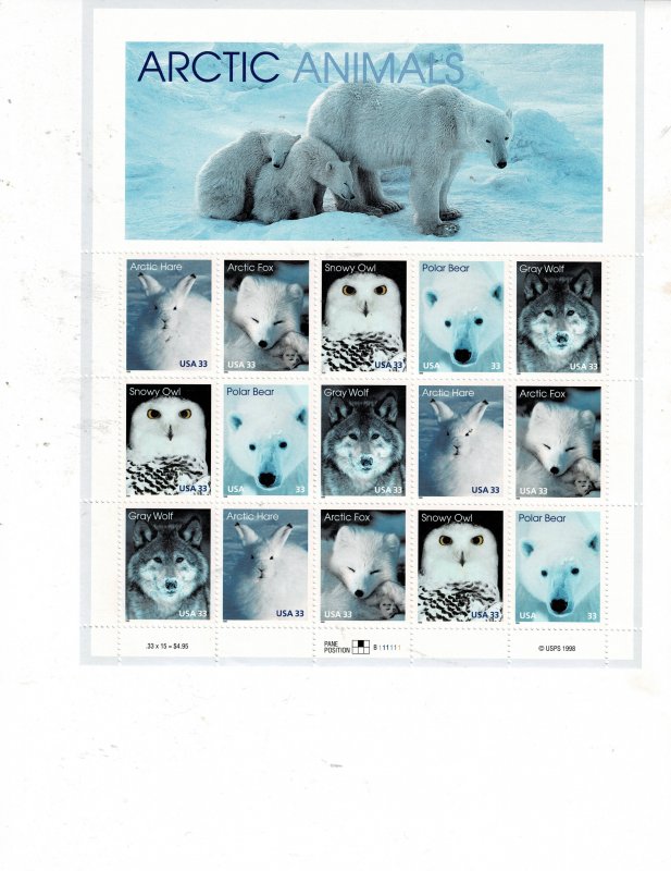 Artic Animals 33c US Postage Sheet #3288-91 VF MNH | United States ...