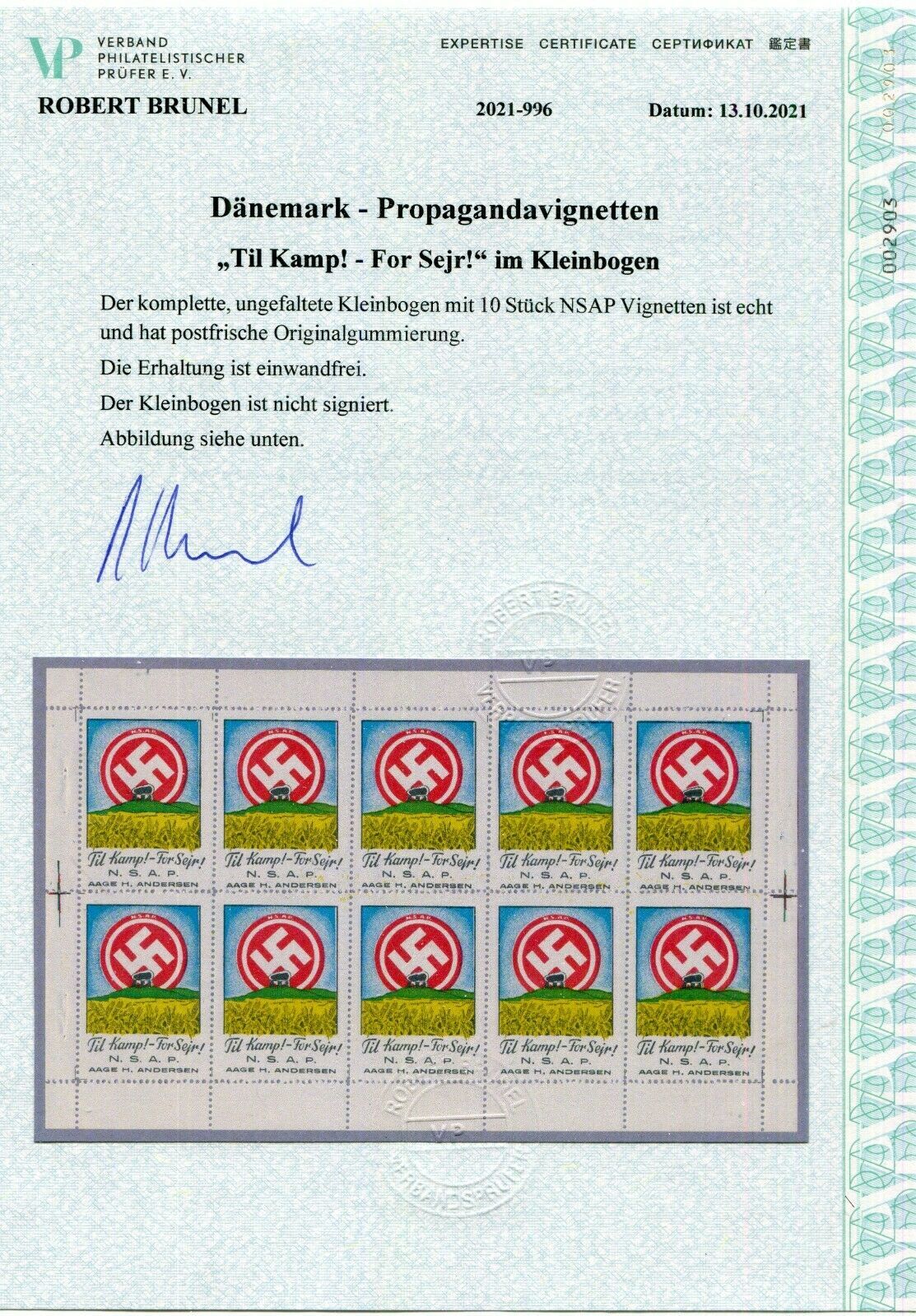 Germany 3rd Reich Denmark Dnsap Nazi Propaganda Label Complete Sheet ...