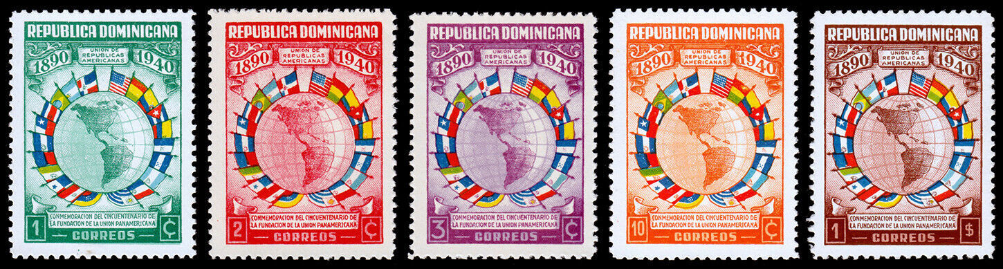 Dominican Republic Scott 351-355 (1940) Mint NH/LH VF Complete Set, CV ...