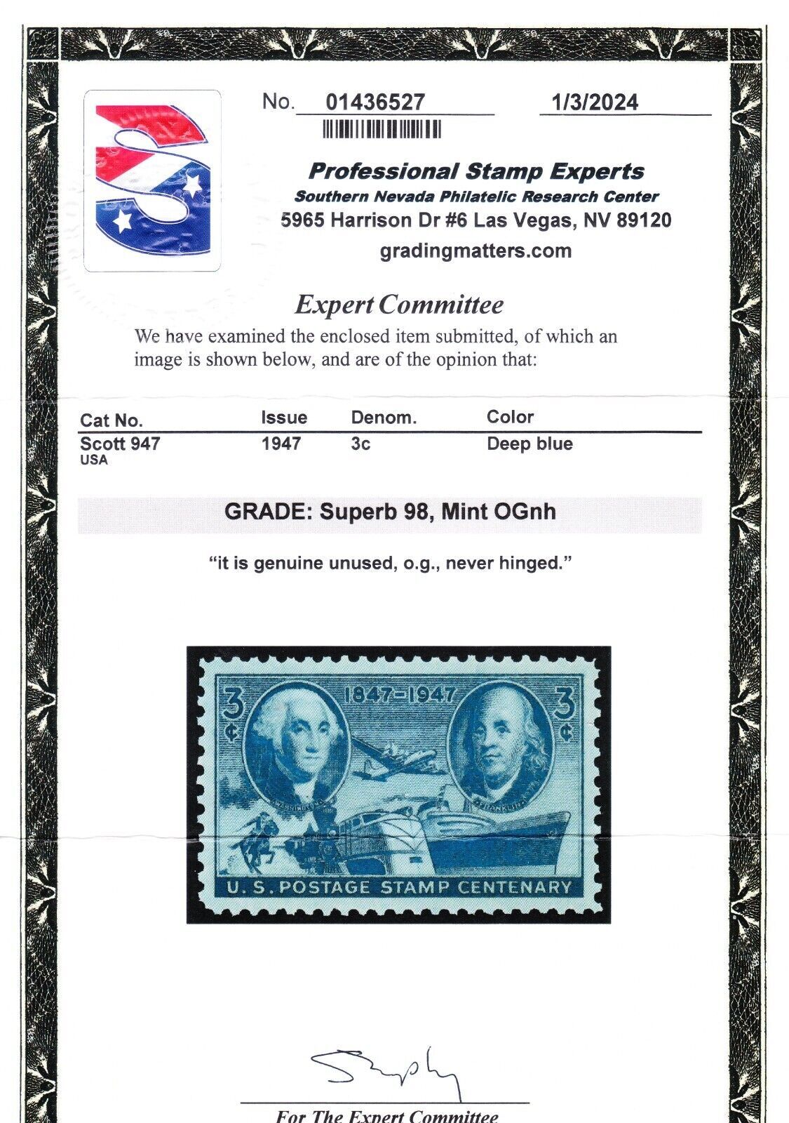 MOstamps - US #947 Mint OG NH Grade 98 with PSE Cert - Lot # MO-4791 ...