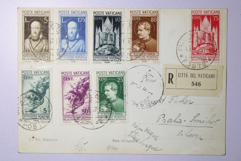 Vatican City 1937 Registered Post Card to Czech - L38769 | Europe ...