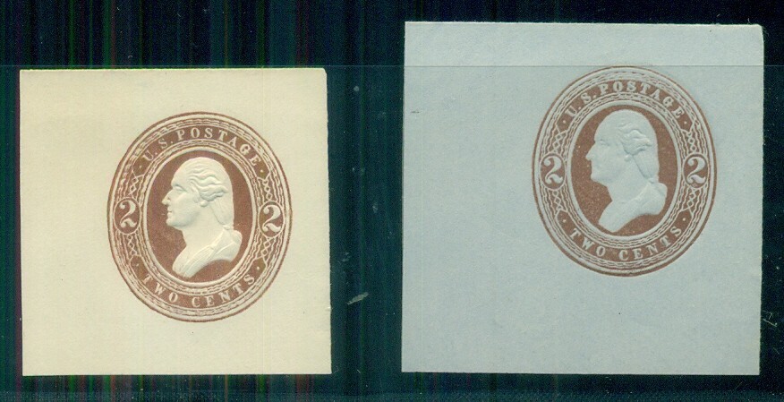 US #U260, 262, 2¢ brown on white & blue, unused, full corners, VF ...
