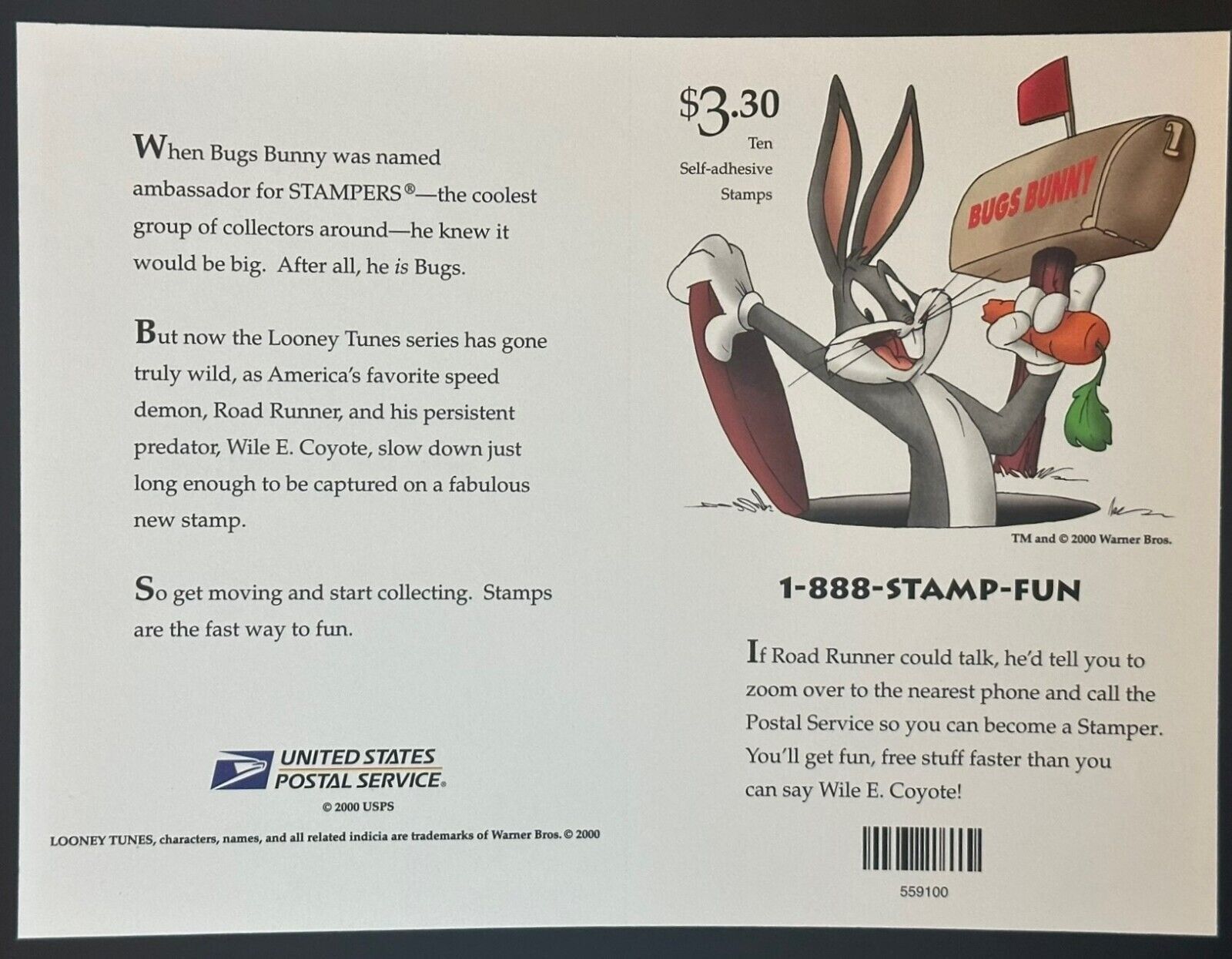 Scott#: 3391 - Road Runner and Wile E. Coyote Mint Sheet | United ...