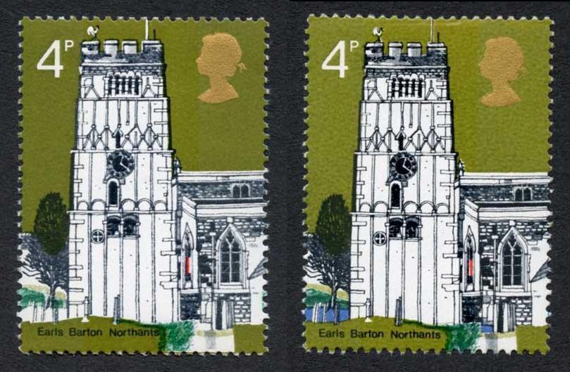 SG905b 1972 4p Churches MISSING Violet-blue U/M Only 100 recorded ...