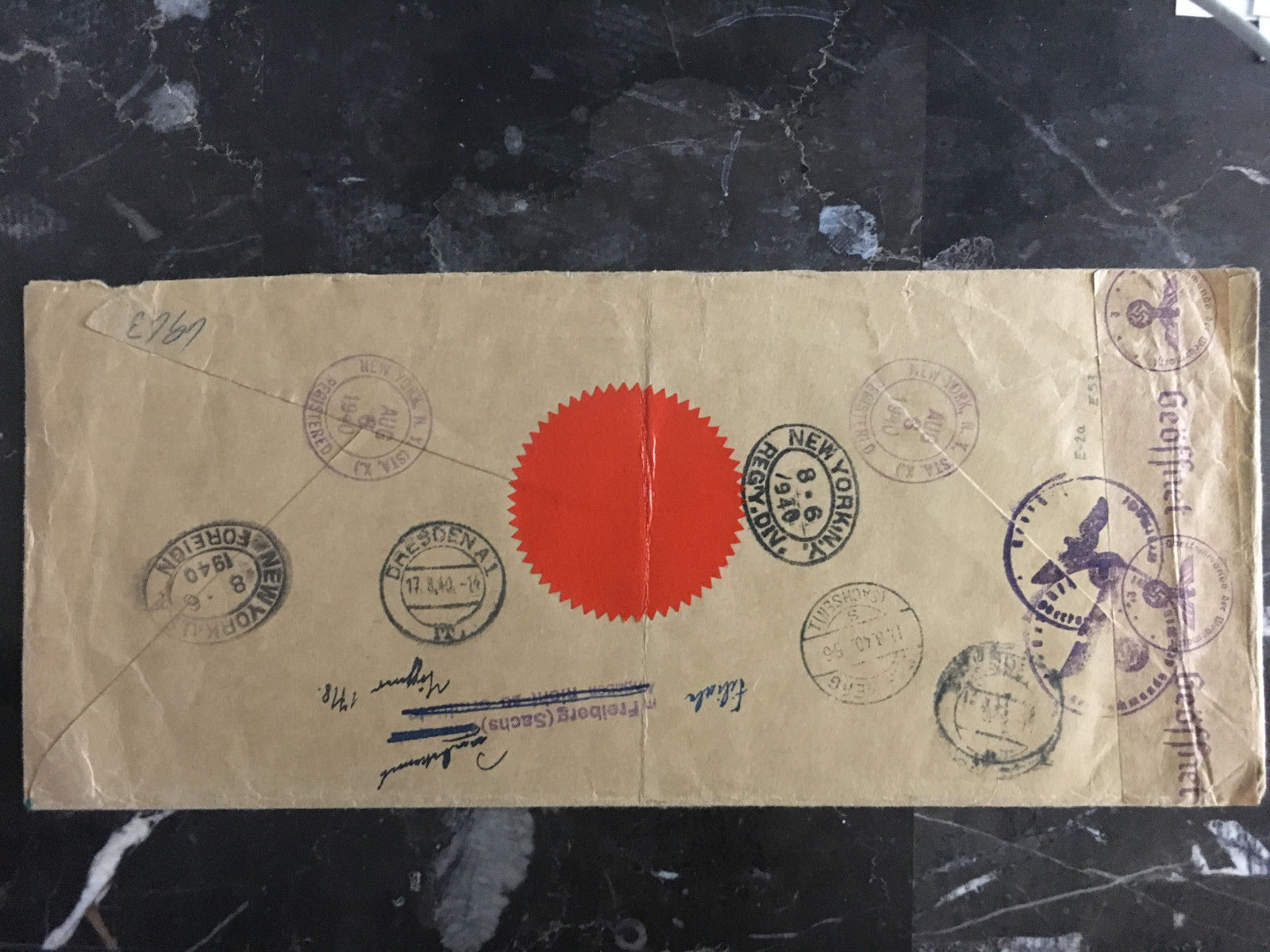 1940 Bronx NY USA Airmail Oversize Cover via Portugal to Dresden Bank ...