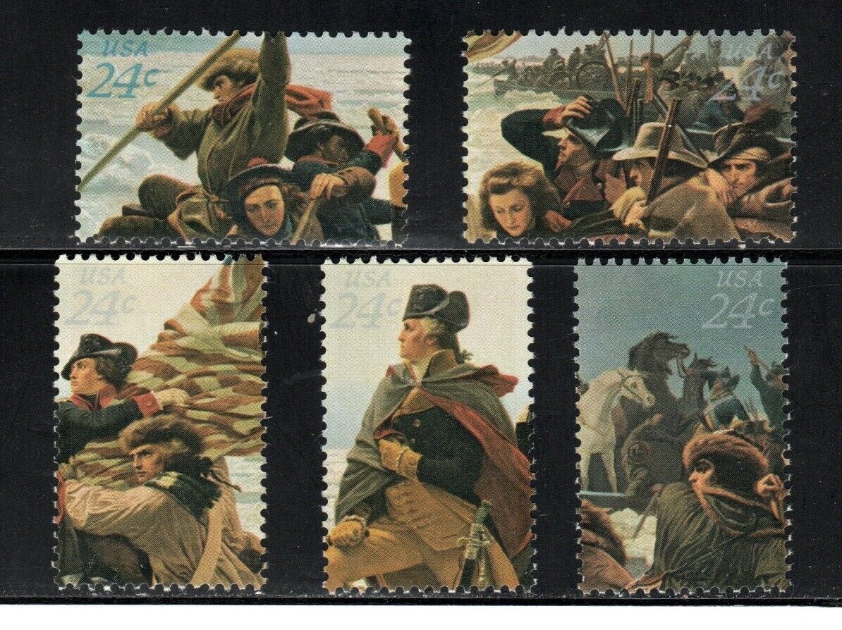 1688 A-E * Washington Crossing the Delaware * U.S. Postage Stamp SET of ...