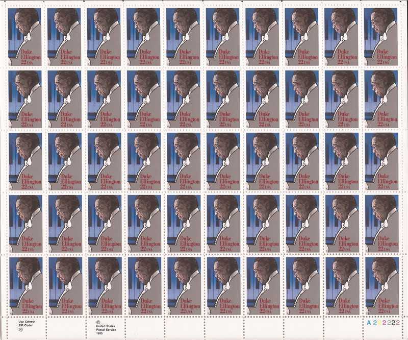 US Stamp - 1986 Duke Ellington - 50 Stamp Sheet - Scott #2211 | United ...