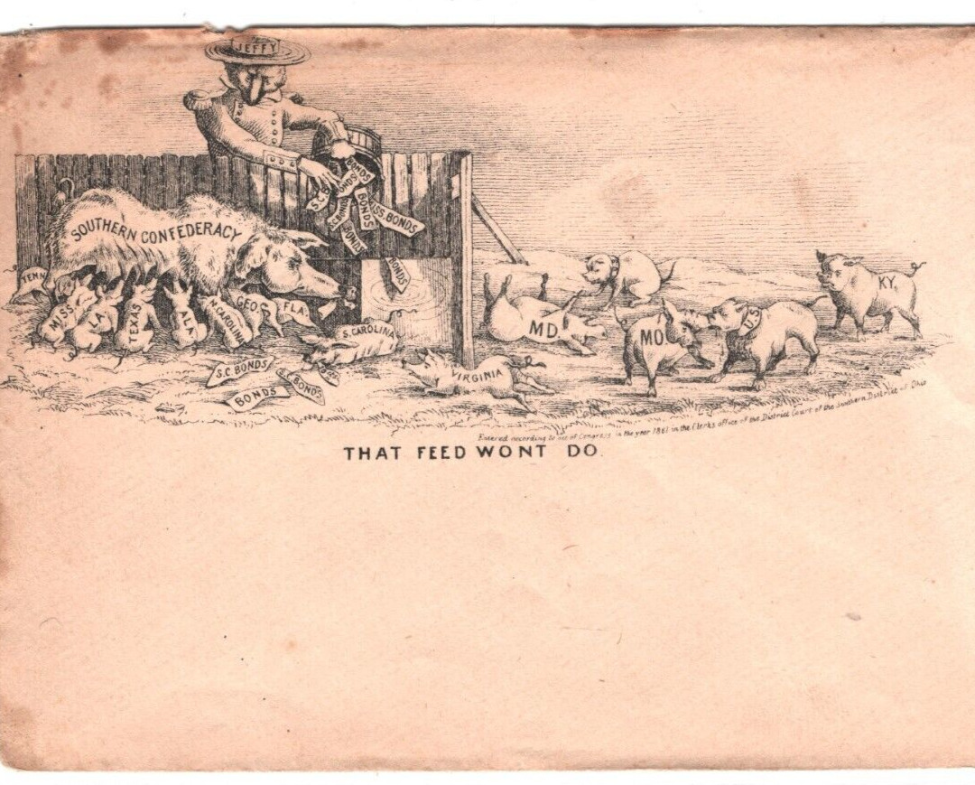 USA Civil WAR Propaganda Cover Jeff Davis Pigs Caricature *War Bonds ...