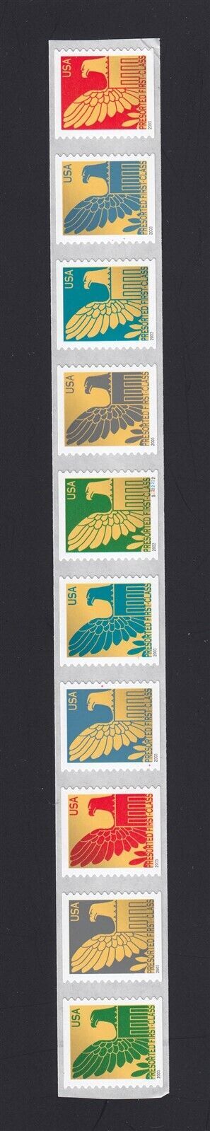 Scott #3792-3801 EAGLES Set of 10, PNC #S2222222, Mint NH, UNFOLDED ...