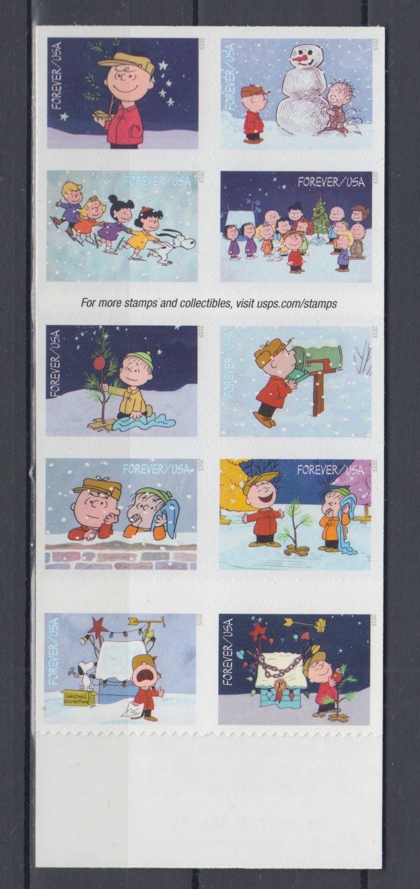 (F) USA #5030b Peanuts Charlie Brown forever block of 10 stamps from ...