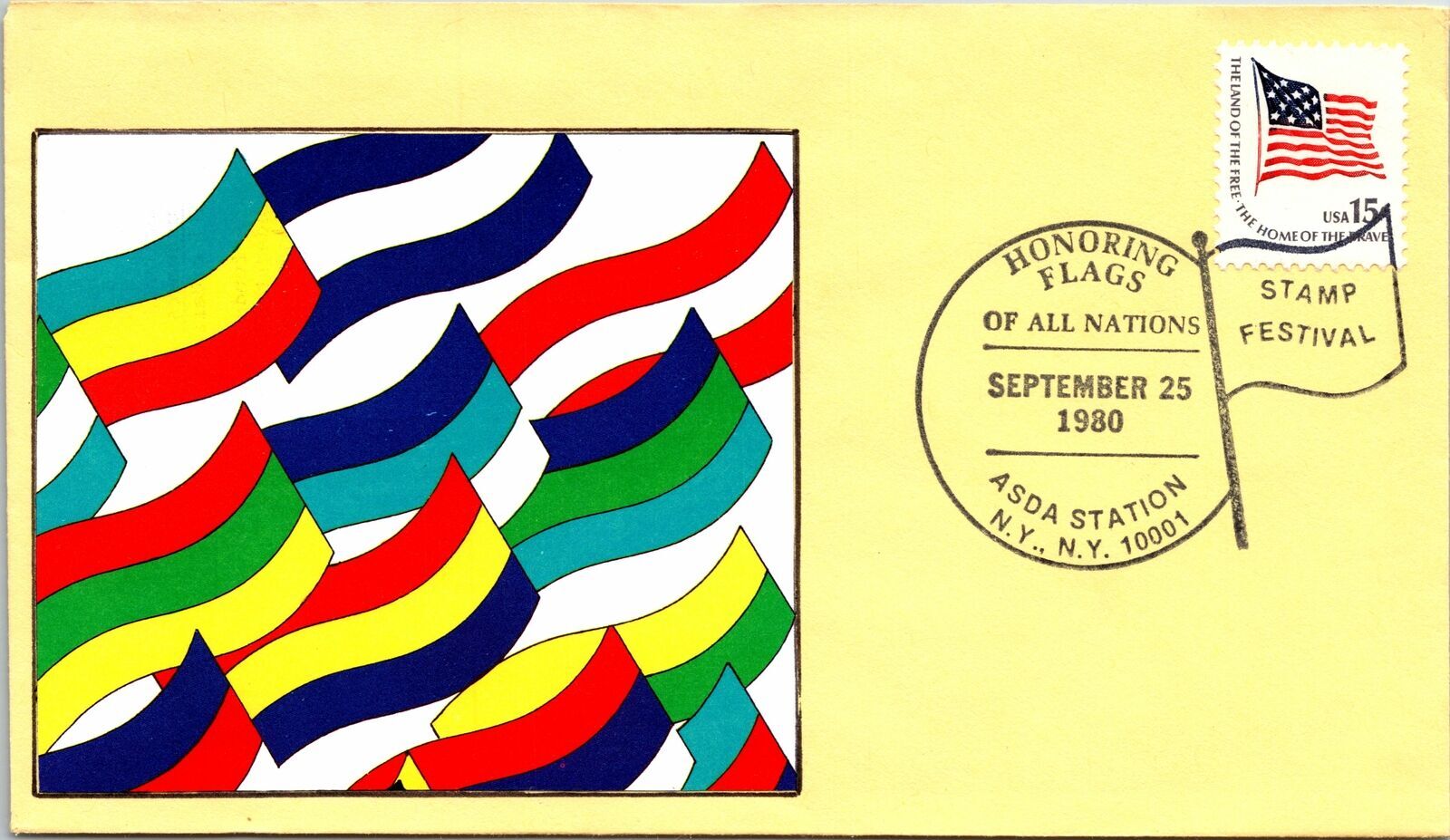 Honoring Flags of ALL Nations Add-On Cachet Asda Station 1980 - Type ...