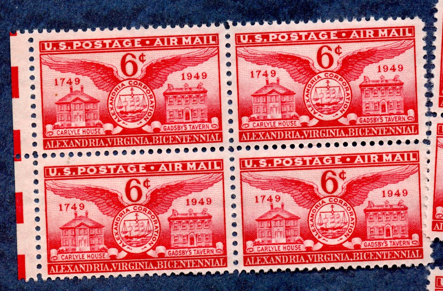 US Scott #C40 6c Alexandria Bicentennial Block of 4 (1949) MNH | United ...