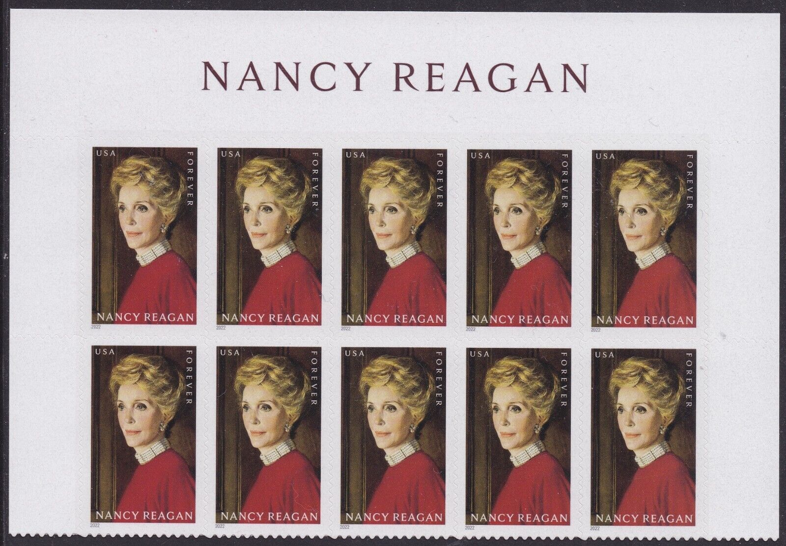 US 5702 Nancy Reagan forever header block (10 stamps) MNH 2022 | United ...