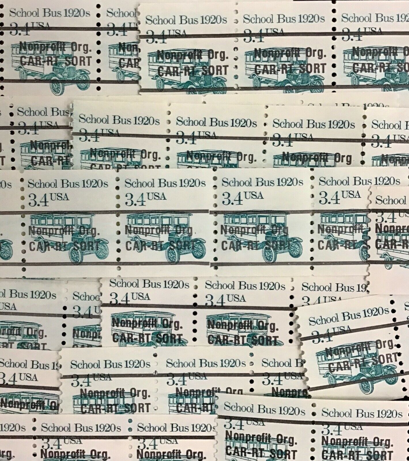 2123A. School Bus Precancel. 50 coils stamps. 3.4 cent stamps. Face $1. ...