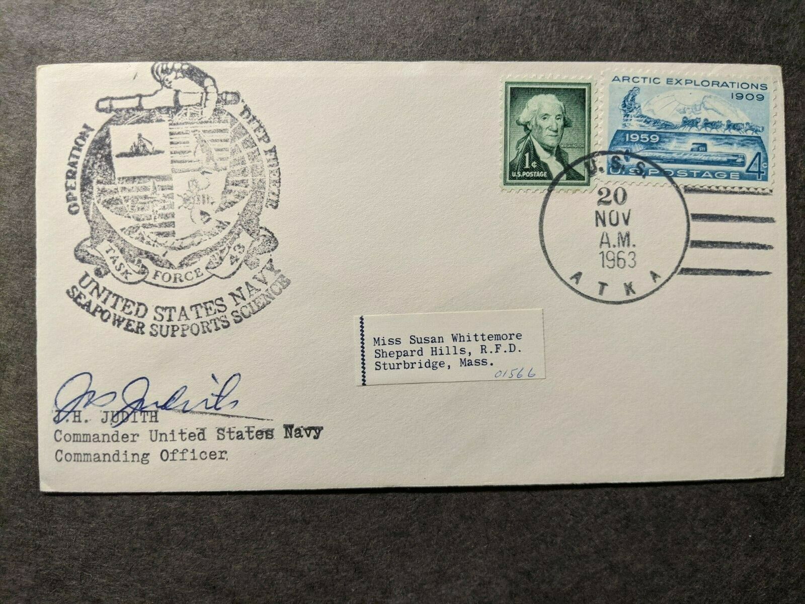 Icebreaker USS ATKA AGB-3 Naval Cover 1963 ANTARCTICA POLAR Cachet DEEP ...