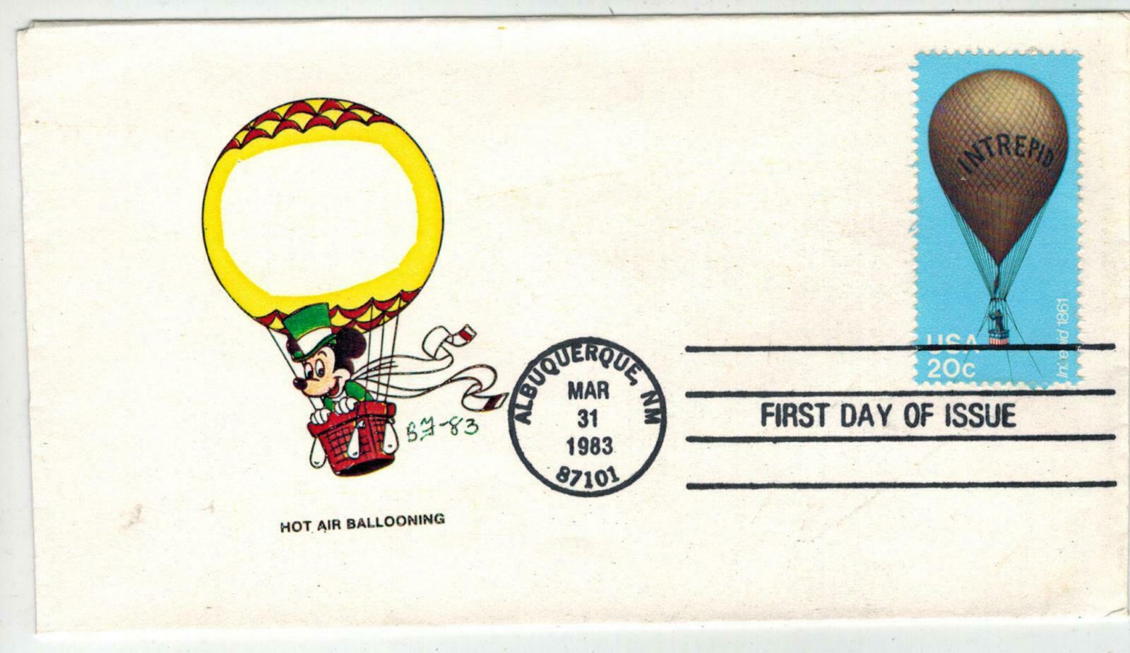 RARE BONNIE FUSON CACHET Hot Air Balloon New Mexico + Mickey Mouse ...