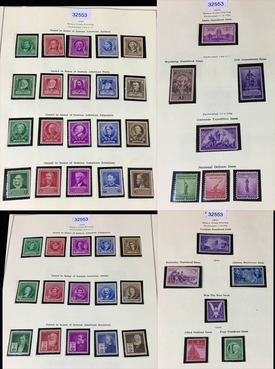 US Stamps # 1 859/908 1940-1941 Collection Mint NH CAT. $ LOT #32553 ...
