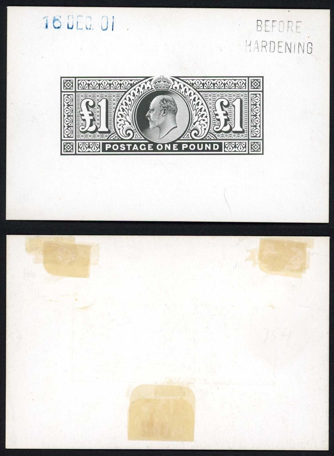 KEVII One Pound Die Proof On Glazed Card BEFORE HARDENING 16 DEC 01 ...
