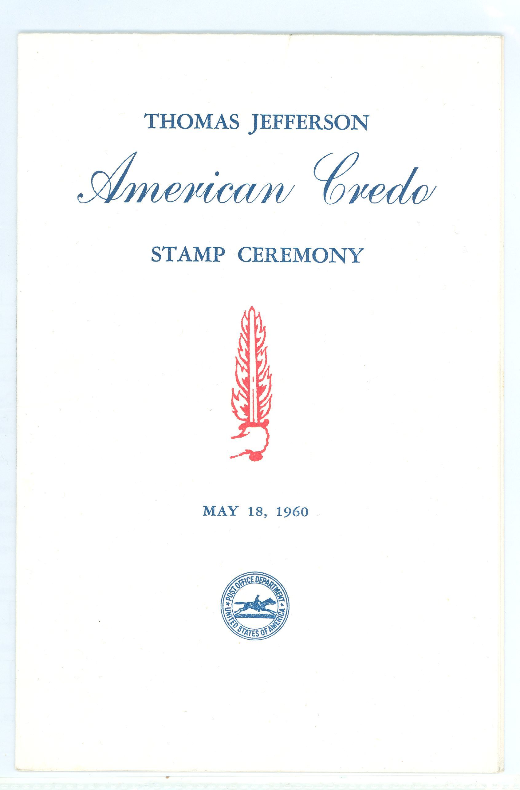 US 1141 1960 4c Thomas Jefferson American Credo-third stamp in the ...