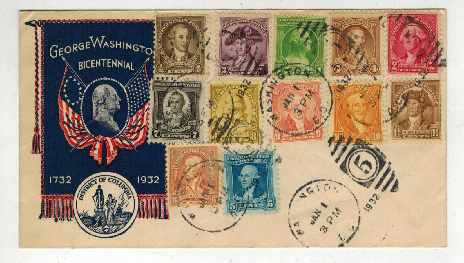 1932 George Washington Bicentennial Cmplt SET Planty 7 Scarcer 6 3/4 ...