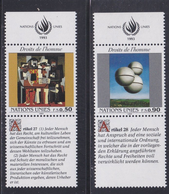 United Nations - Geneva # 234-235, Human Rights with Tabs, NH, 1/2 Cat ...