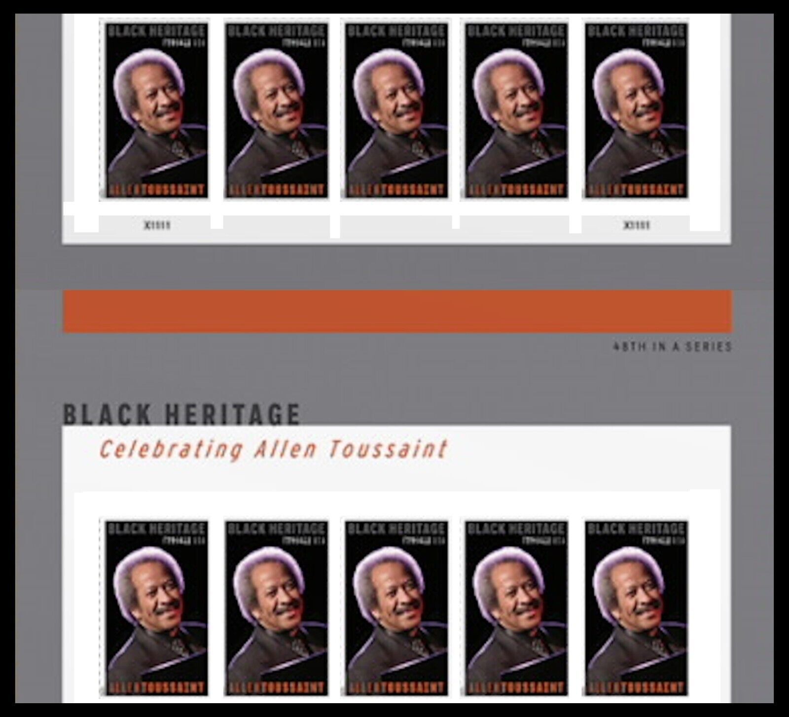 US 5957a Allen Toussaint imperf NDC header gutter block 10 MNH 2025 ...