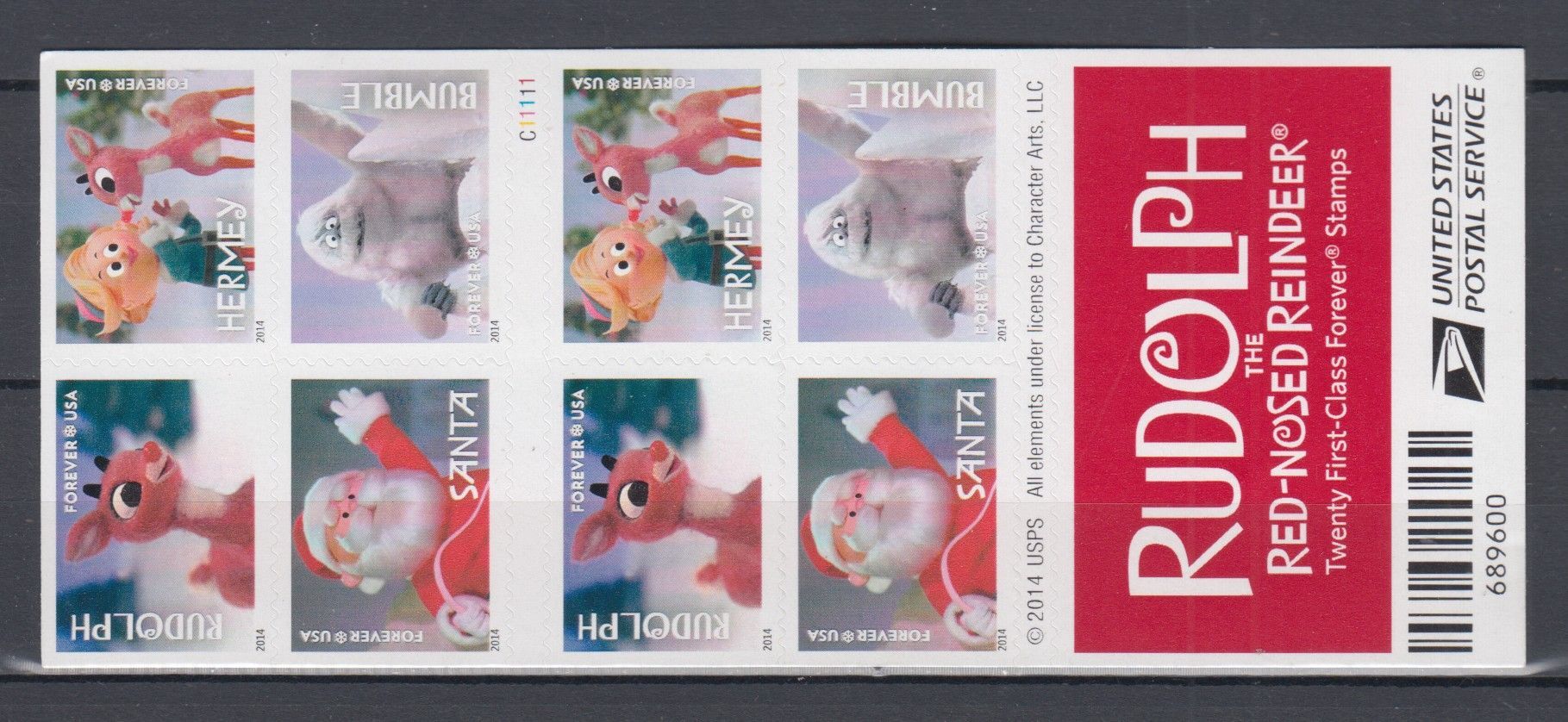 (A) USA #4949b Rudolph Red-Noised forever booklet of 20 stamps MNH ...