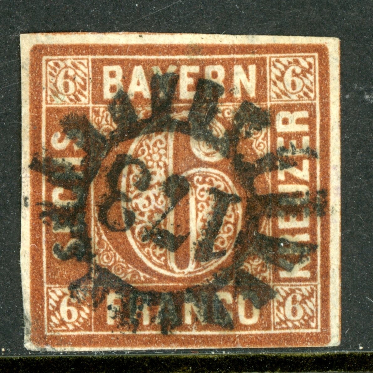 Germany States 1850 Bavaria 6 Kreuzer Brown Scott #5 VFU K837 | Europe ...