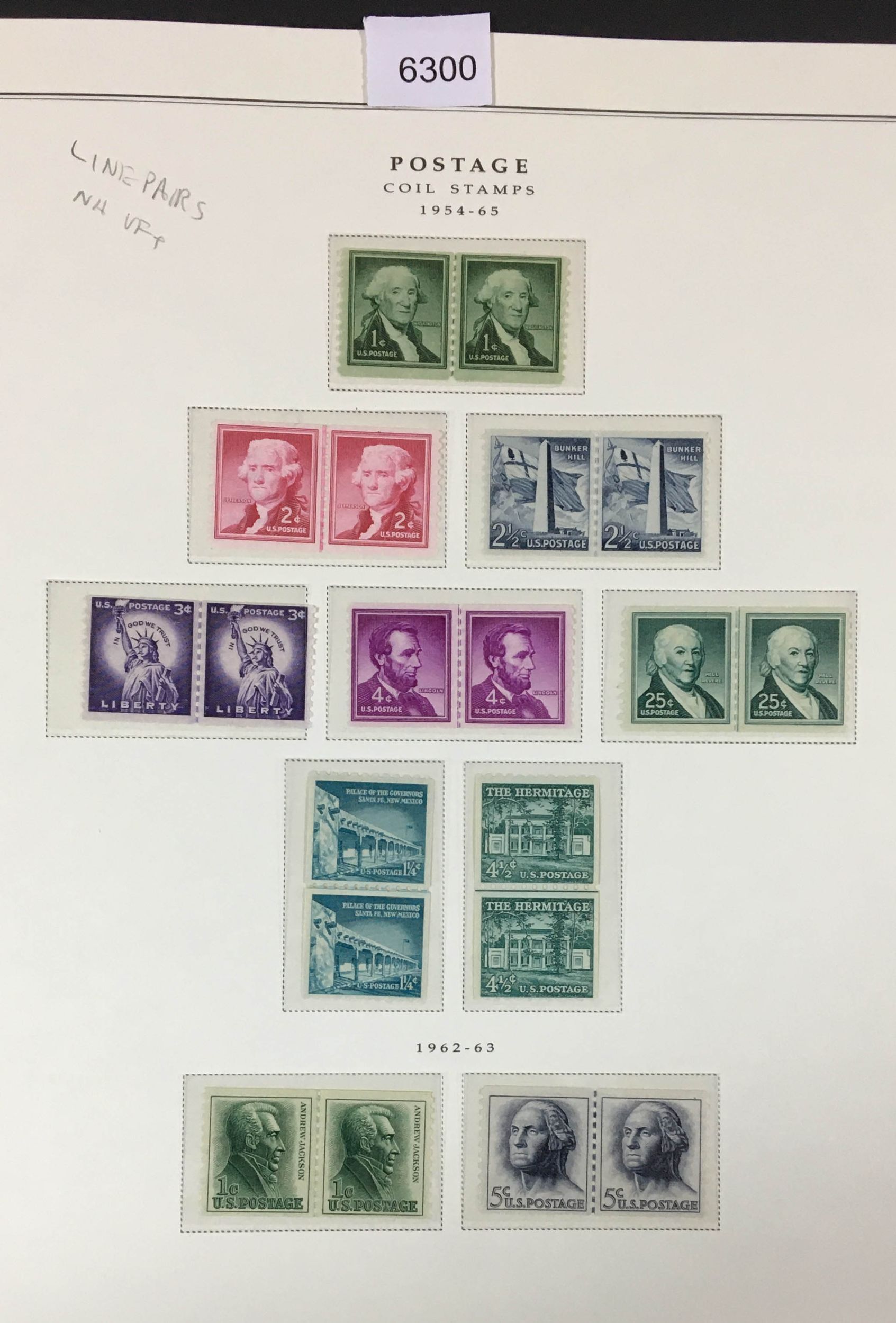 US Stamps # 1054 - 1229 1954-1965 Coil Stamps Mint OG NH Collection LOT ...