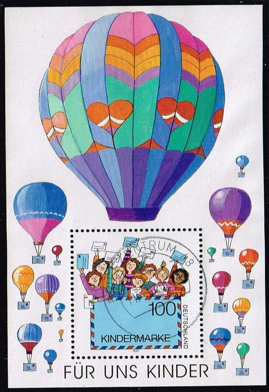 Germany,Sc.#1973 used souv. sheet, Children holding letters and ...