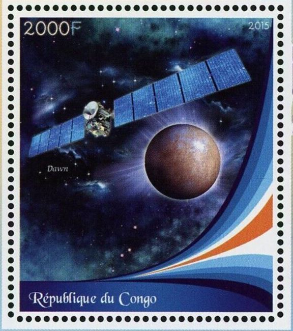 Dawn Stamp Space Satellite Stamp Probe Moon Souvenir Sheet of 2 Stamps ...