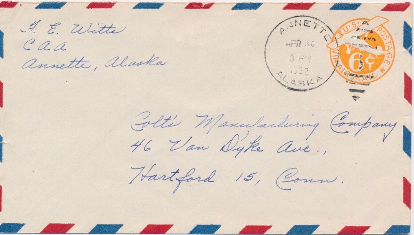 Annette Alaska 4/30/1952 6c #UC4 Plane Airmail to Connecticut | United ...