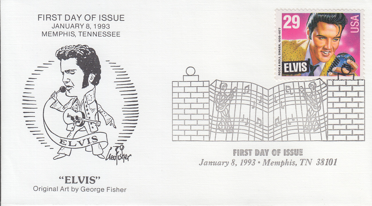 1993 Elvis Presley (Scott 2721) Memphis Collectible Fisher Elvis Art ...