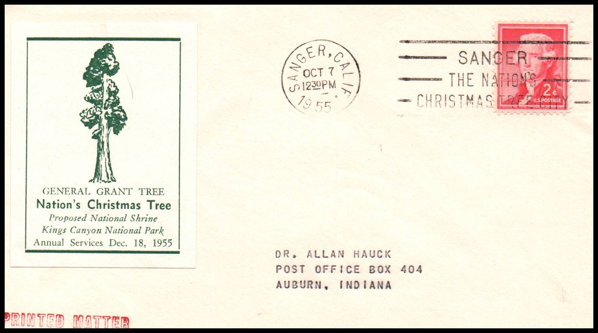 US Nation's Christmas Tree General Grant Tree 1953 Cover | United ...