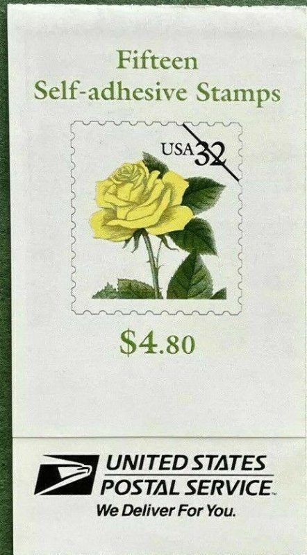 Scott BK241 YELLOW ROSE Booklet of 15 32¢ Stamps MNH 1996 | United ...